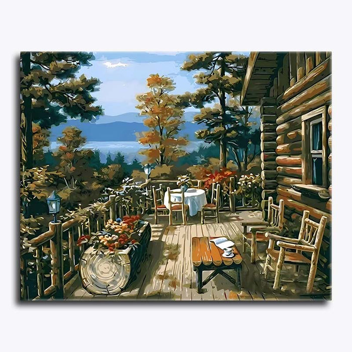 Cabin Porch View – Paint by Numbers