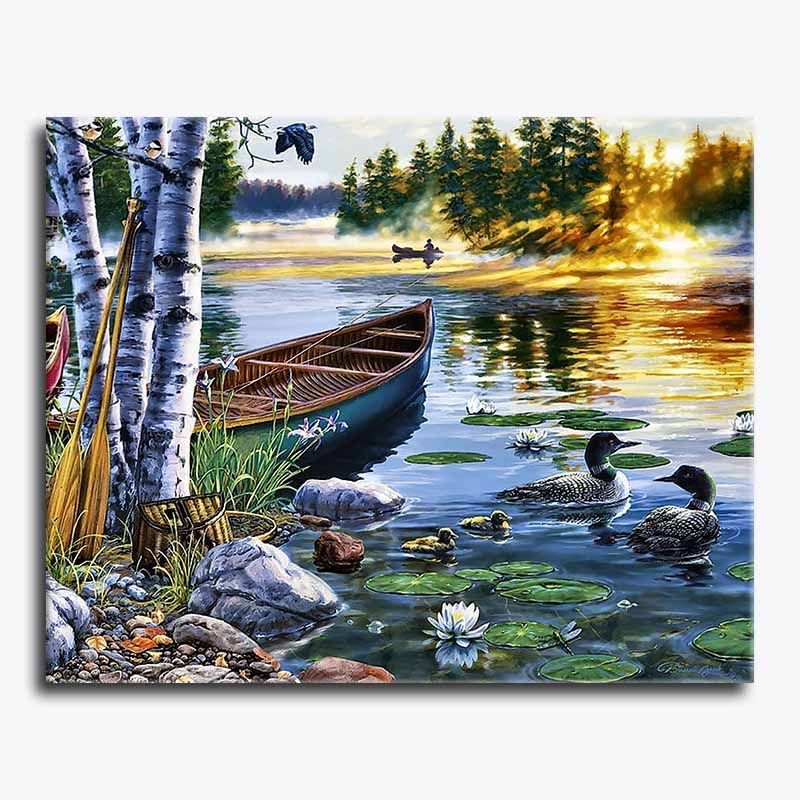 Canoe at Dawn – Paint by Numbers | DIY Paintsy